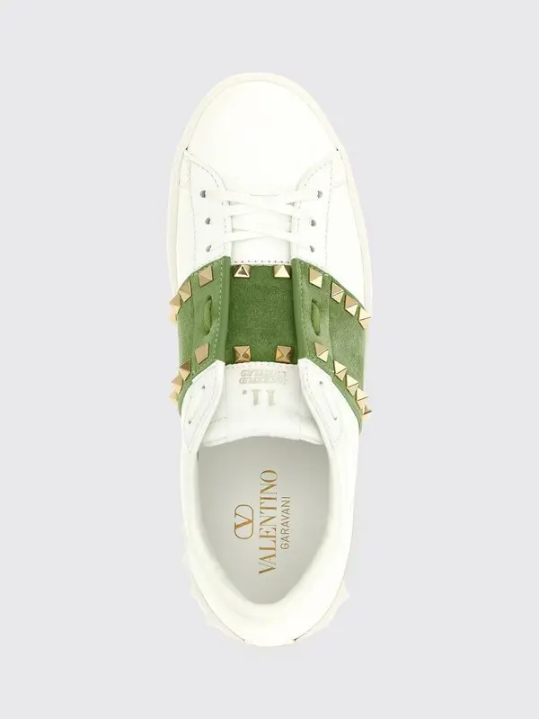 Valentino Garavani Rockstud Untitled Leather And Suede Sneakers - Green