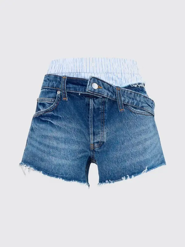 Alexander Wang Double-layer Denim Shorts With Raw-cut Hem