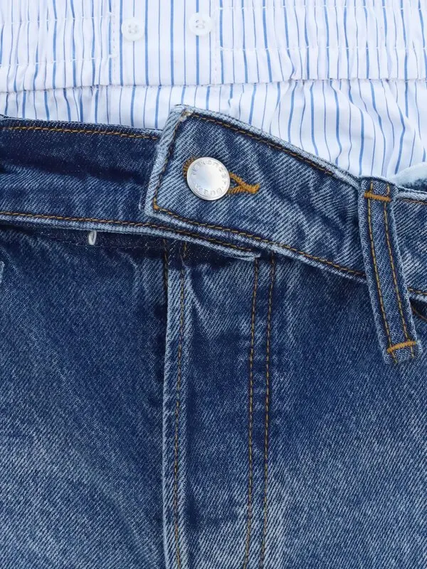 Alexander Wang Double-layer Denim Shorts With Raw-cut Hem