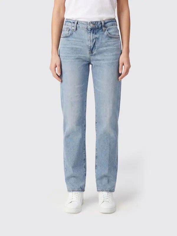 7 For All Mankind Mid-rise Straight Jeans In Cotton - Denim