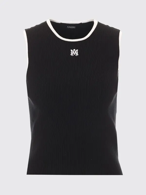 Amiri Slim Fit Ribbed-knit Top With Embroidered Monogram