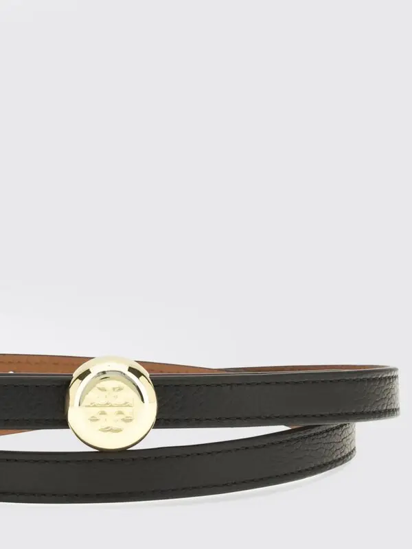 Tory Burch Romy Reversible Leather Belt With Double T Buckle - Black