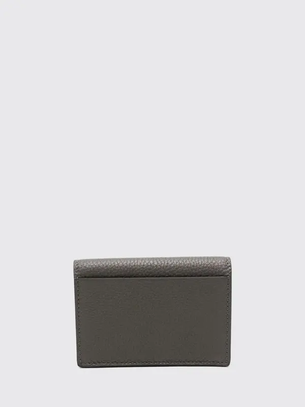 TOM FORD Calf Leather Card Holder With Flap And Snap Button Closure - Grey