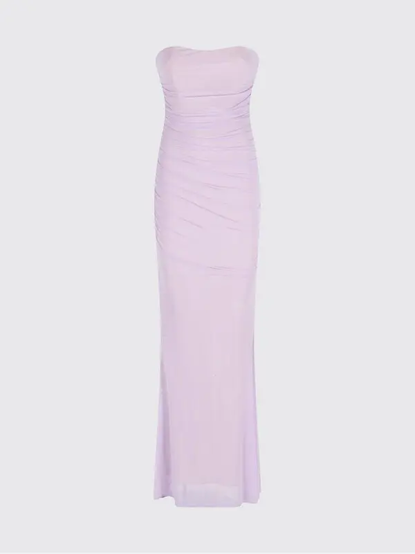 Retrofete Draped Crêpe Bustier Long Dress With Sweetheart Neckline