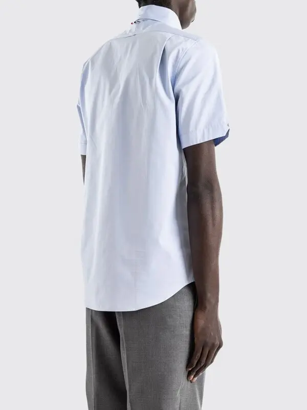 Thom Browne Short-sleeved Shirt In Cotton Poplin With A Button-down Collar