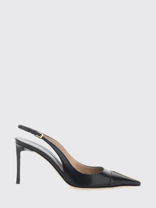 TOM FORD Smooth Leather Slingback Pumps With Stiletto Heel And Monogram - Black
