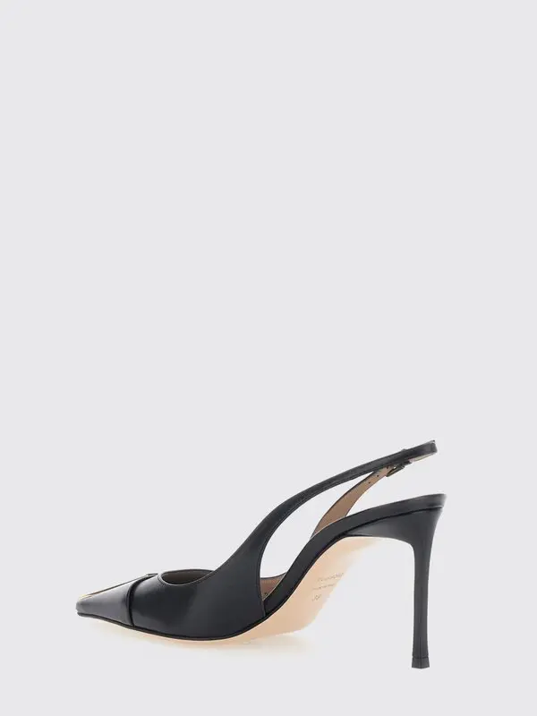 TOM FORD Smooth Leather Slingback Pumps With Stiletto Heel And Monogram - Black