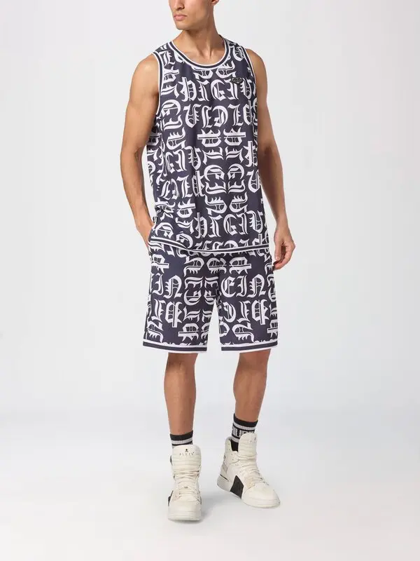 Philipp Plein Gothic Print Cotton Vest - Blue