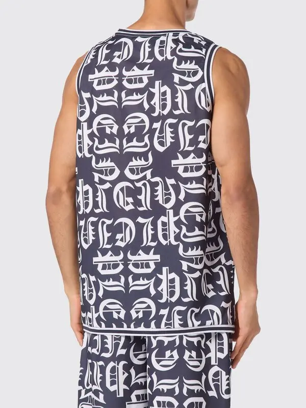Philipp Plein Gothic Print Cotton Vest - Blue