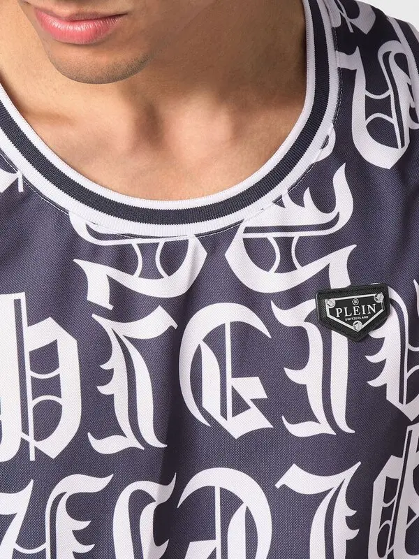 Philipp Plein Gothic Print Cotton Vest - Blue