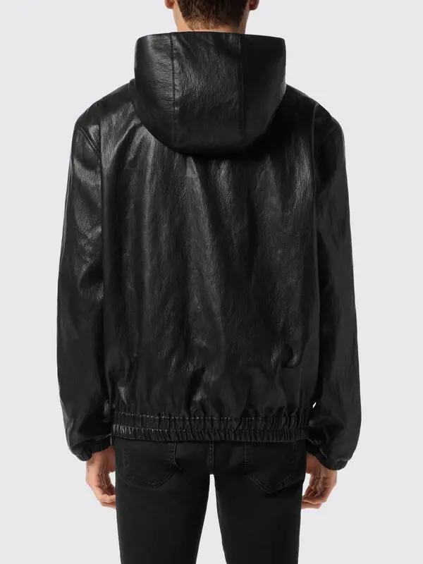 Philipp Plein Smooth Calfskin Leather Hooded Jacket