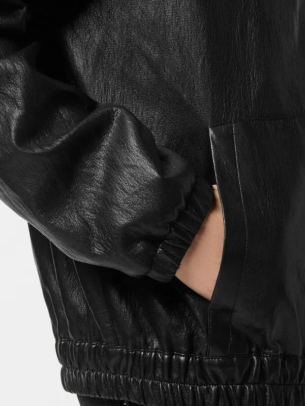 Philipp Plein Smooth Calfskin Leather Hooded Jacket