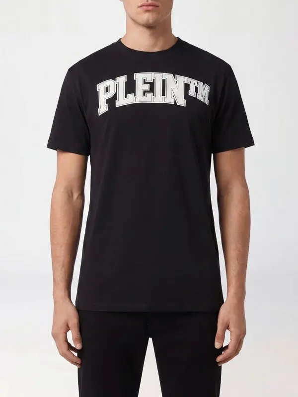 Philipp Plein Cotton T-shirt With Contrasting Lettering Logo Print On The Front - Black