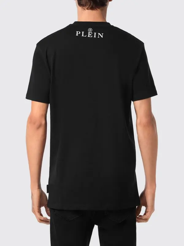 Philipp Plein Cotton T-shirt With Contrasting Lettering Logo Print On The Front - Black