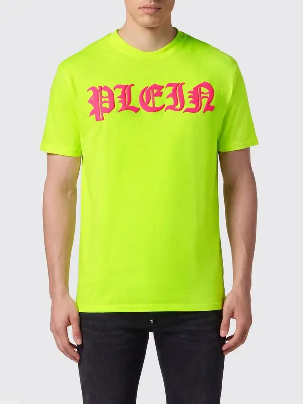 Philipp Plein Gothic Cotton T-shirt With Contrasting Logo Print On The Chest - Yellow