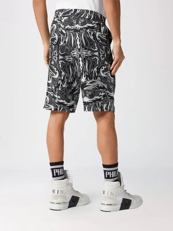 Philipp Plein Tribal Circus Silk Shorts With Graphic Print