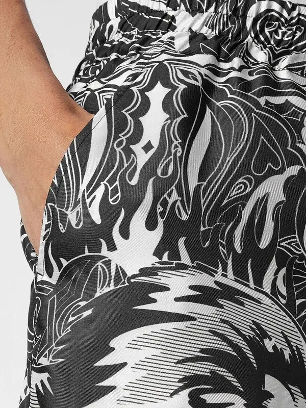 Philipp Plein Tribal Circus Silk Shorts With Graphic Print