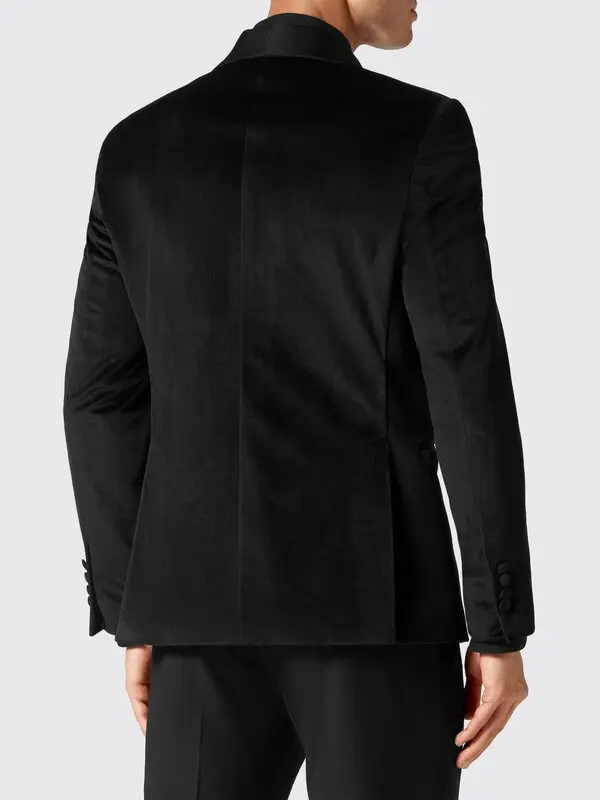 Philipp Plein Velvet Smoking Blazer With Satin Shawl Collar