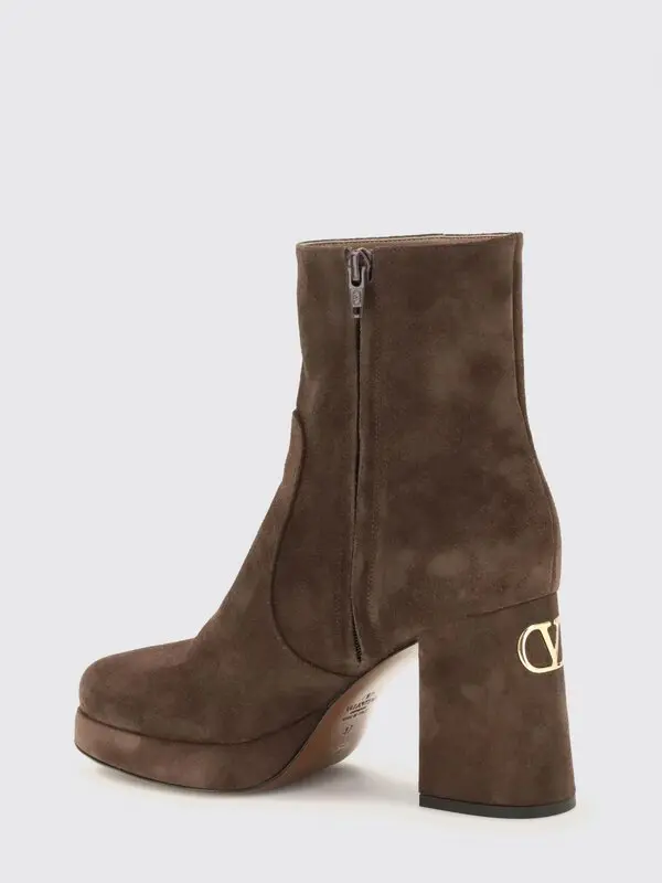 Valentino Garavani Calfskin High Heel Platform Ankle Boots - Brown