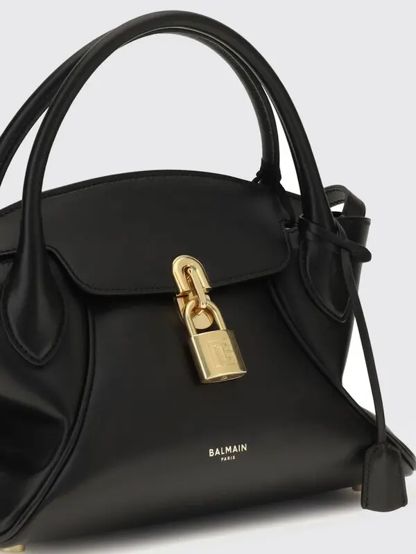 Balmain Pulse Hourglass Handbag In Smooth Leather - Black