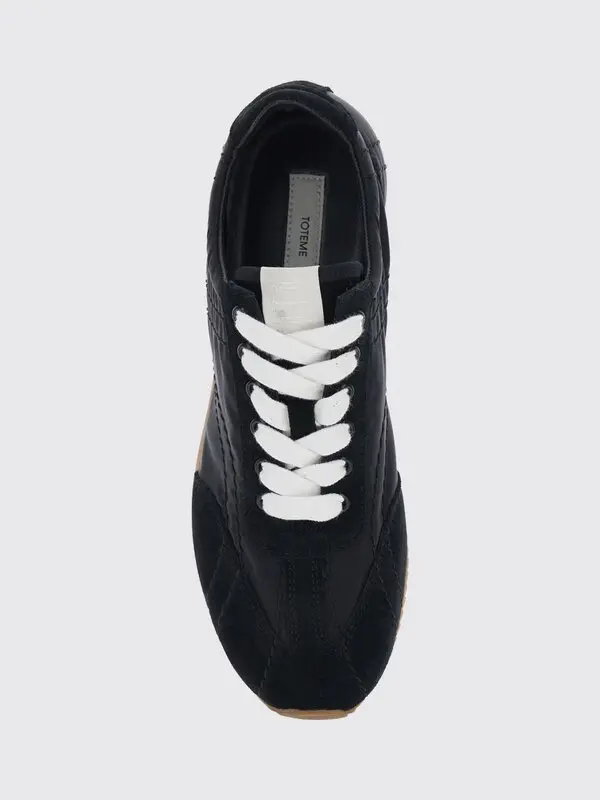 TOTEME Bi-color Recycled Nylon And Suede Lace-up Sneakers - Black