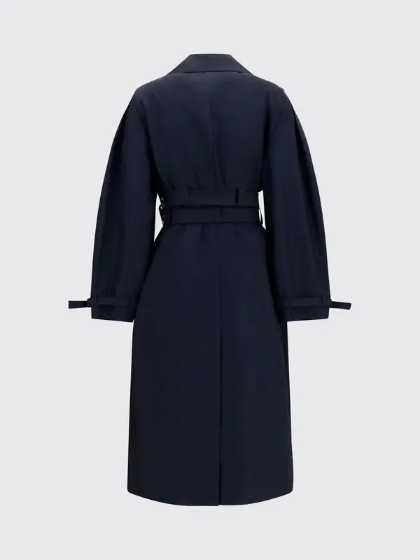 GANNI Long Double-breasted Studded Cotton Trench Coat
