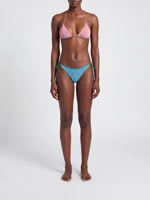 Oseree Zebra Print Lurex Triangle Bikini - Pink