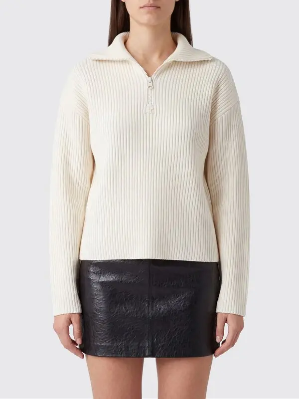COURREGES Ribbed Merino Wool Half-zip Jumper - White