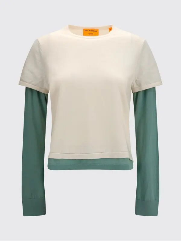 Guest In Residence Long-sleeved Bicolor T-shirt In Cotton And Cashmere - Cream