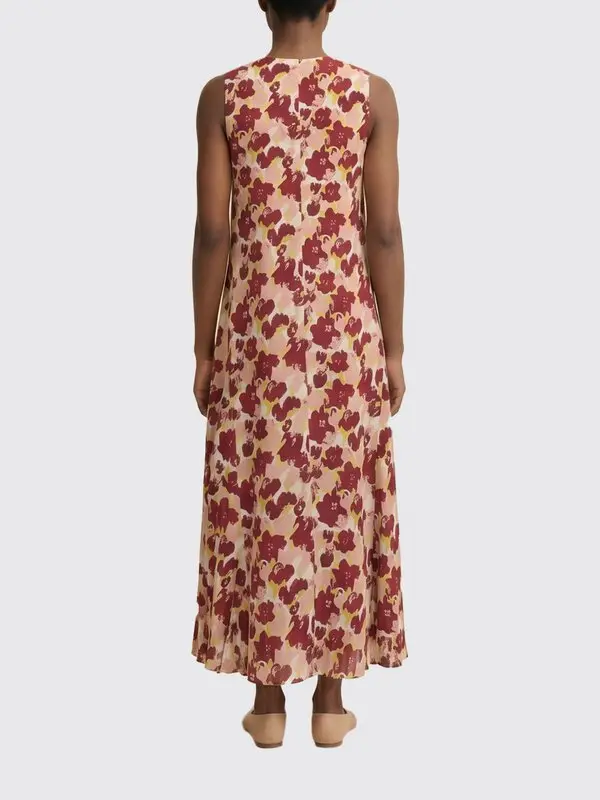 Marni A-line Midi Dress In Silk With Floral Print And Off-the-shoulder Design