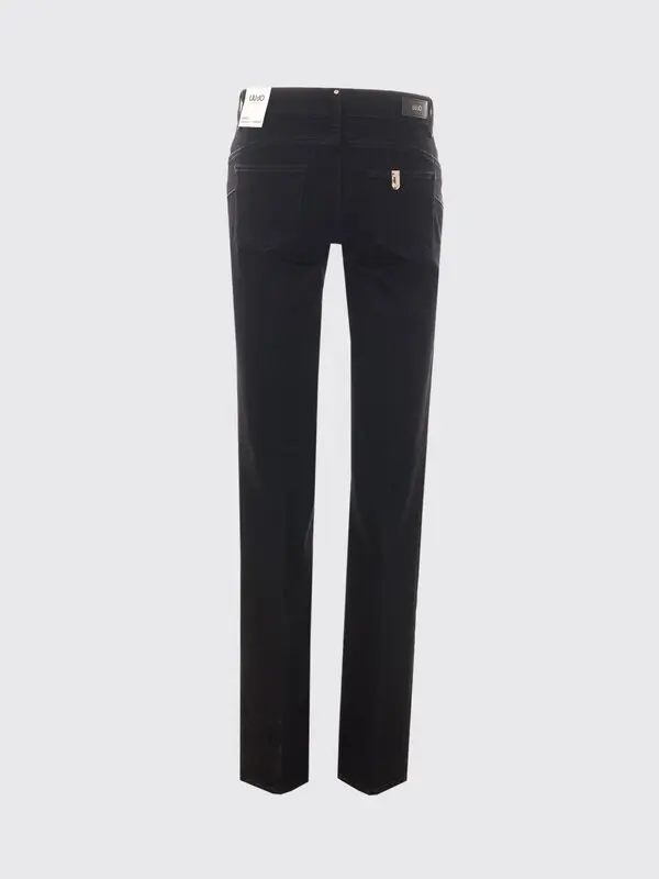 Liu Jo Mid-rise Flared Jeans In Cotton Denim With Metallic Logo - Black