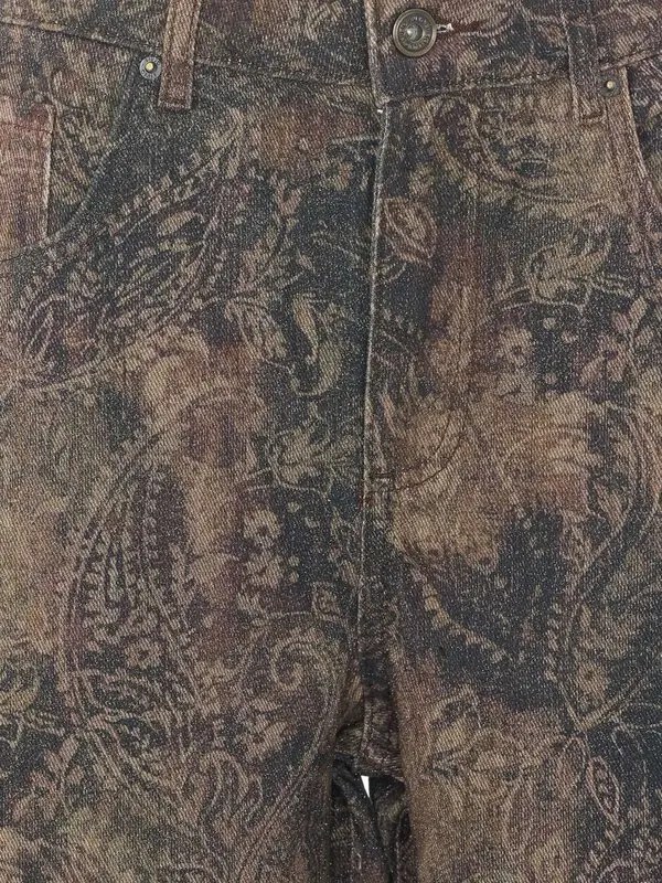 Liu Jo High-waisted Wide Leg Jeans In Cotton Denim With Paisley Print