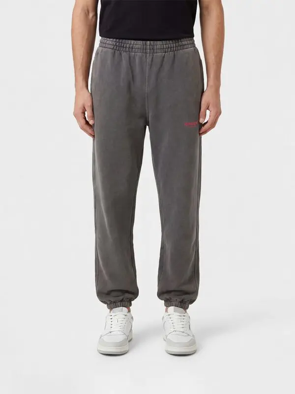 REPRESENT Cotton Jogging Trousers With Drawstring Waist And Contrast Logo - Black