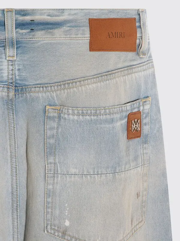 Amiri Wide Leg Cotton Denim Jeans With Distressed Effect And Mid-rise Waist