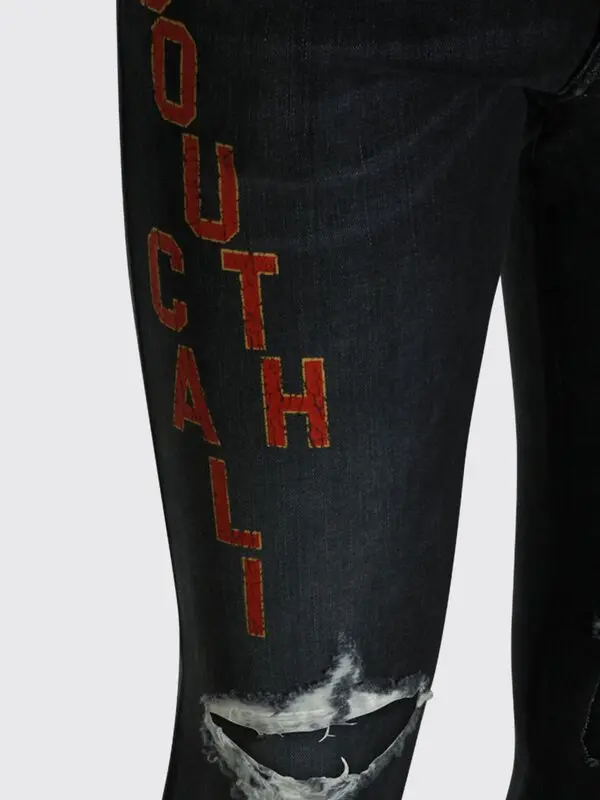 Amiri South Cali Skinny Jeans In Stretch Denim With Patches And Distressed Effect