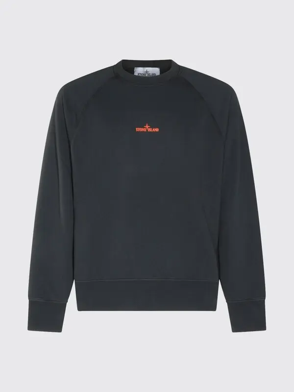 Stone Island Crewneck Sweatshirt With Printed Compass Logo - Navy