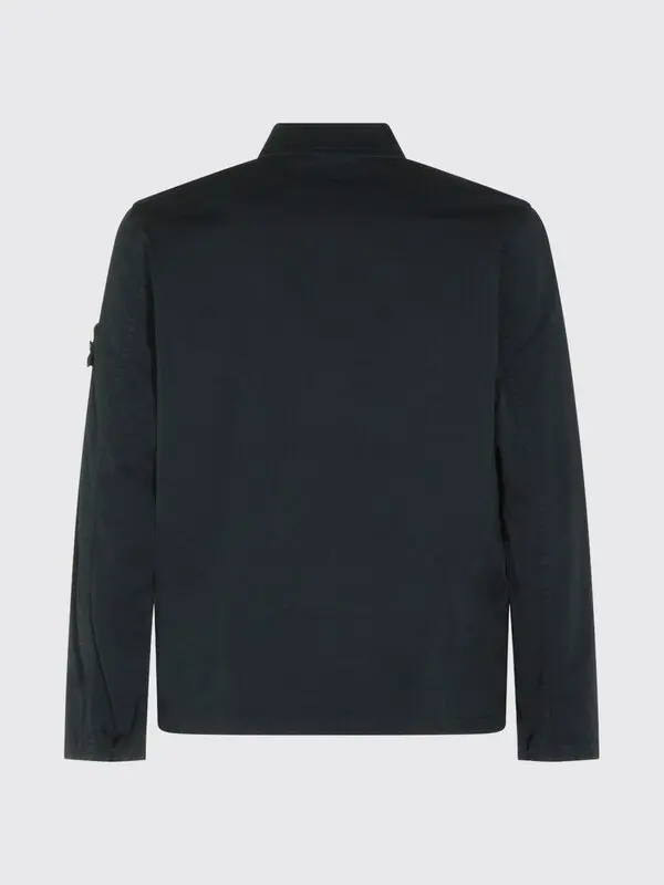 Stone Island Slim Fit Cotton Twill Shirt Jacket With Compass Logo - Navy