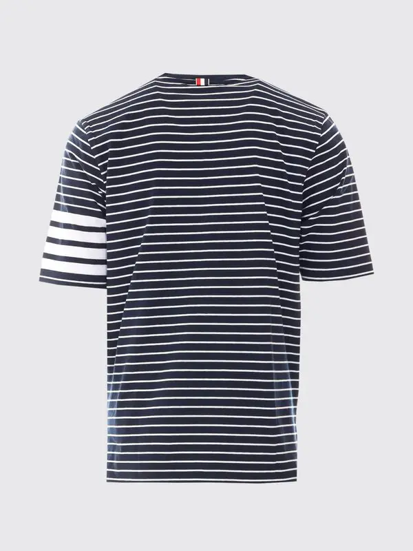 Thom Browne Striped Cotton T-shirt With Pocket And 4-bar Stripes
