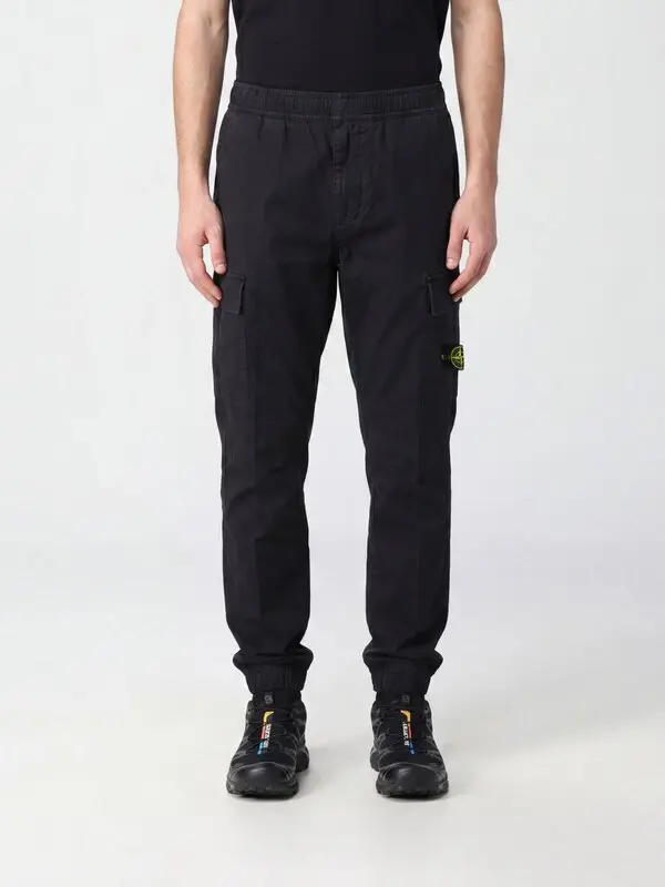 Stone Island Straight-leg Cargo Trousers With Compass Logo - Navy