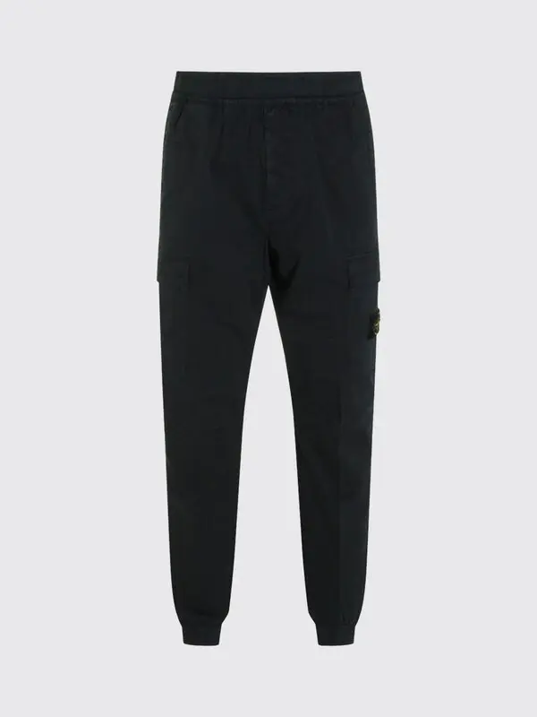 Stone Island Straight-leg Cargo Trousers With Compass Logo - Navy