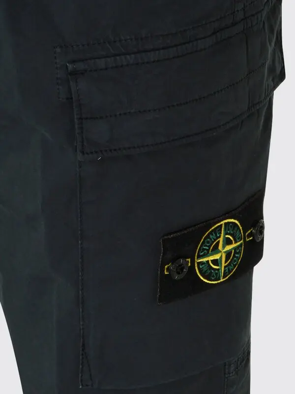 Stone Island Straight-leg Cargo Trousers With Compass Logo - Navy
