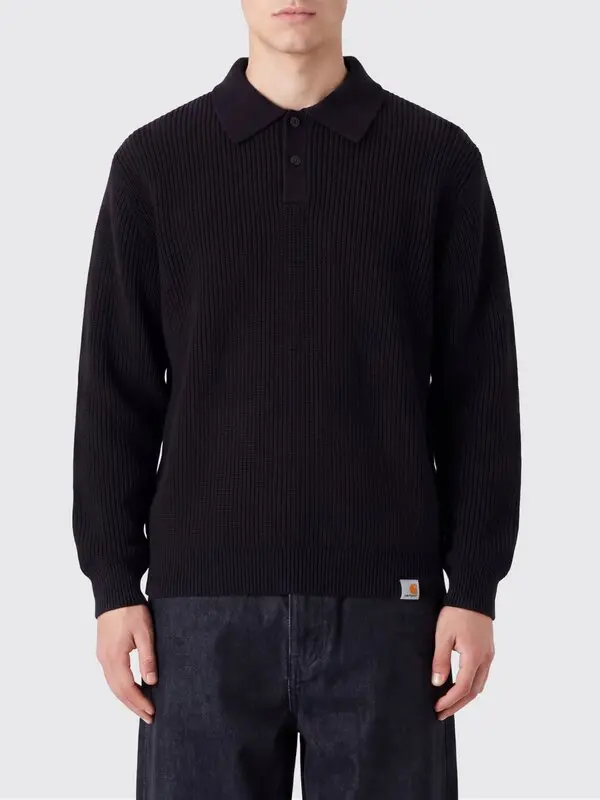 Carhartt Work In Progress Long-sleeved Cotton Knit Polo - Black