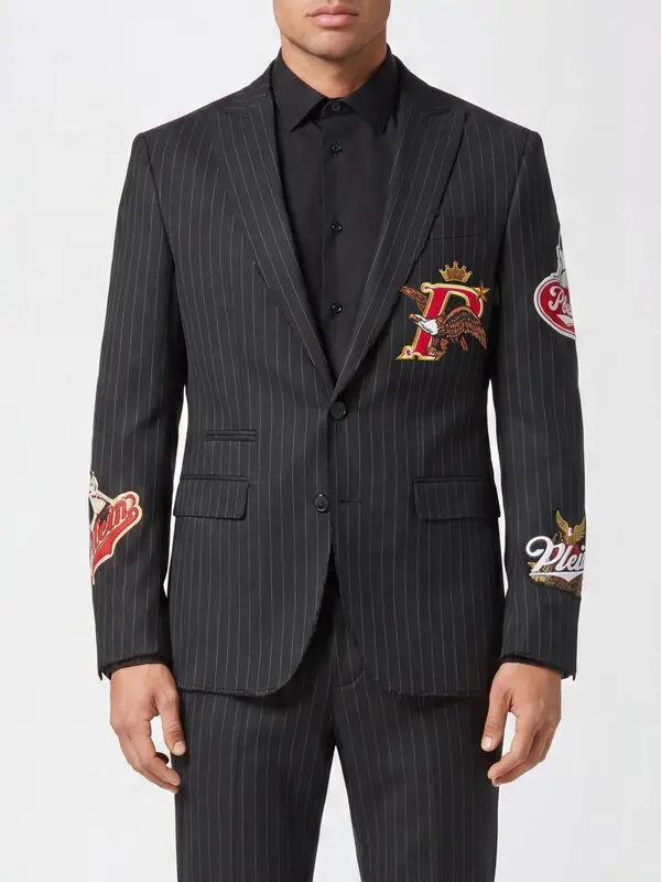 Philipp Plein Pinstripe Wool Single-breasted Blazer With Peak Lapels