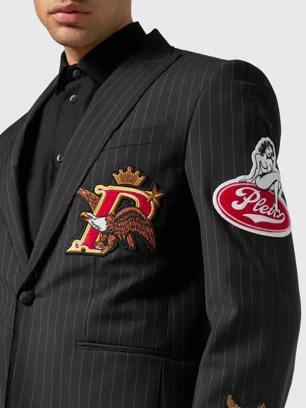 Philipp Plein Pinstripe Wool Single-breasted Blazer With Peak Lapels