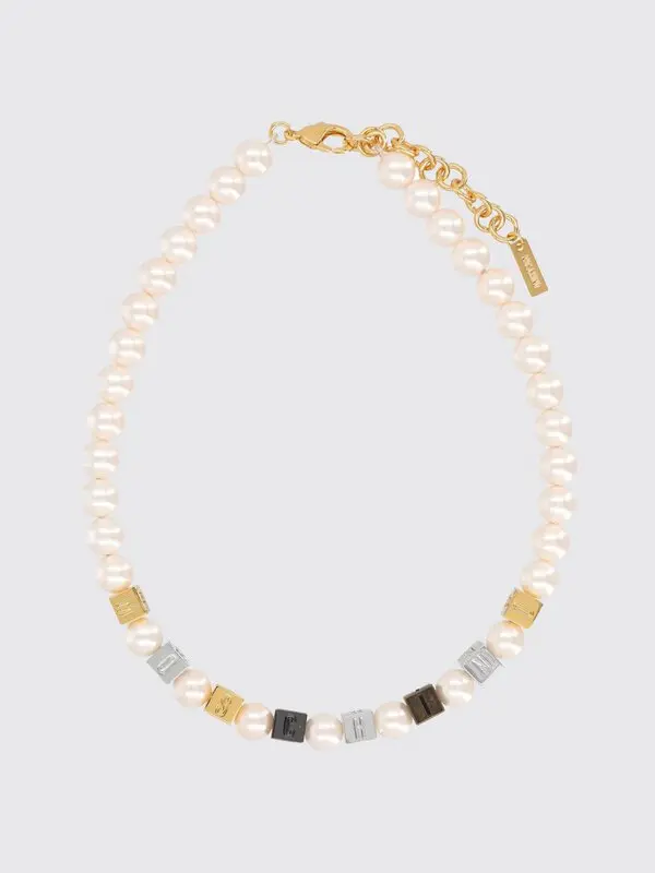 Moschino Metal Choker Necklace With Faux Pearls And Crystals - Silver
