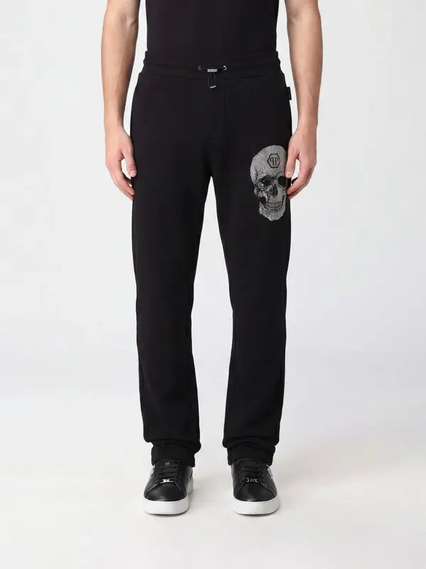 Philipp Plein Jersey Jogging Trousers With Skull Print And Rhinestone Logo