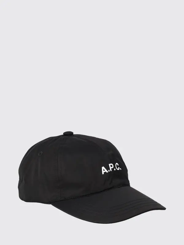 A.p.c. Polyester Baseball Cap With Printed Logo And Strap - Black