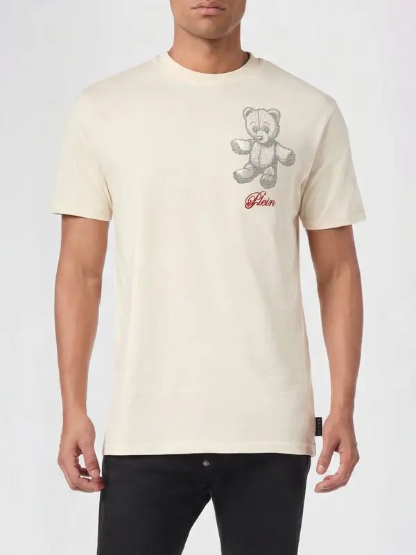Philipp Plein Cotton T-shirt With Teddy Bear Print And Rear Logo - Beige