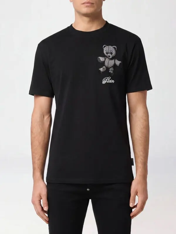 Philipp Plein Cotton T-shirt With Teddy Bear Print And Rear Logo - Black