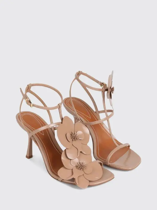 Zimmermann Orchid Leather Stiletto Sandals With Flower Appliqu